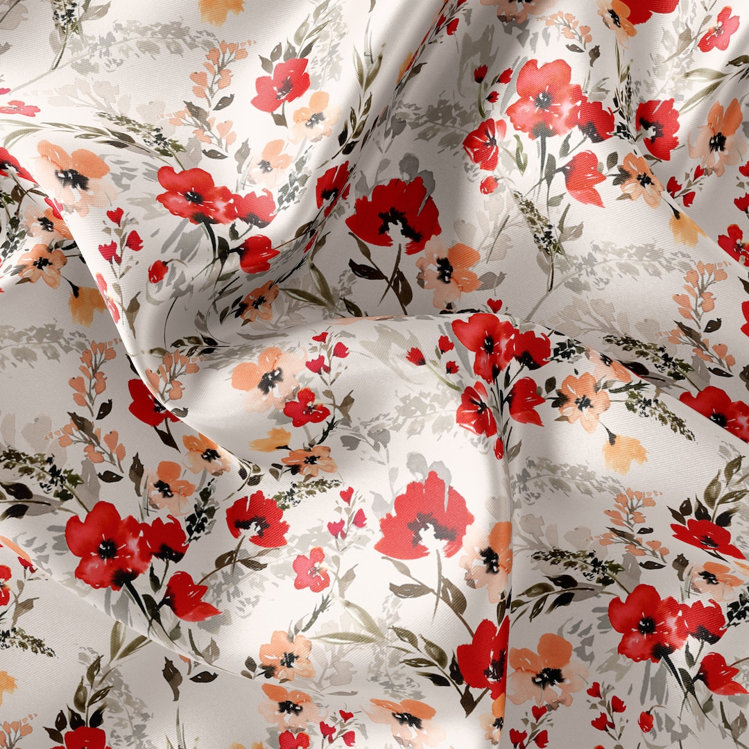 Summer Floral Pattern Printed Fabric // Satin, Chiffon, Crepe Fabric ...