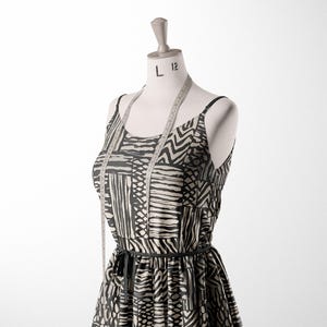 Block Print Fabric/handcrafted Brush Stroke Geometric Fabric: Black and ...