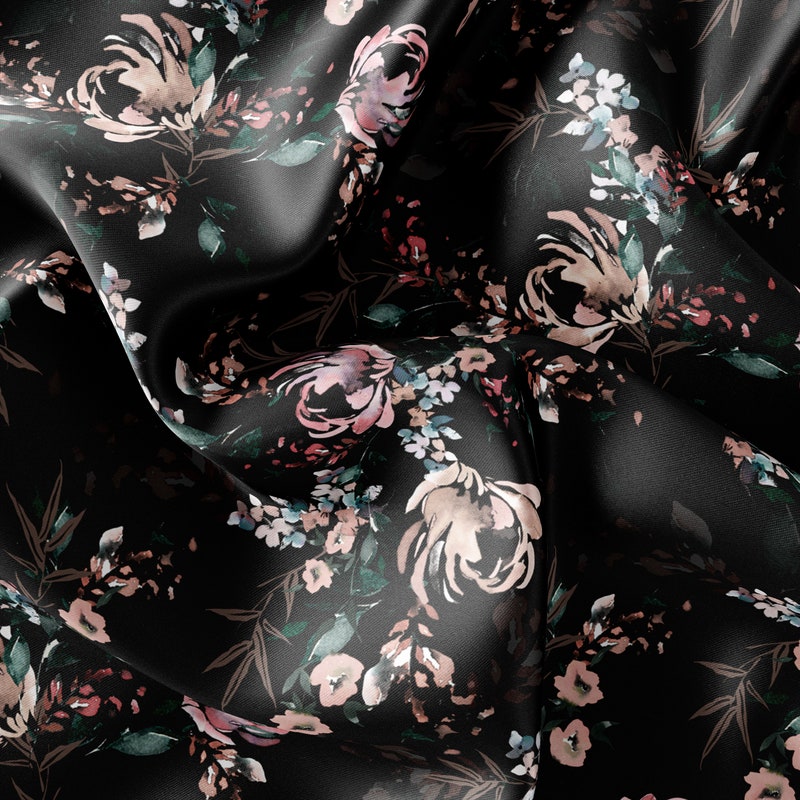 Floral Satin Fabric - Etsy