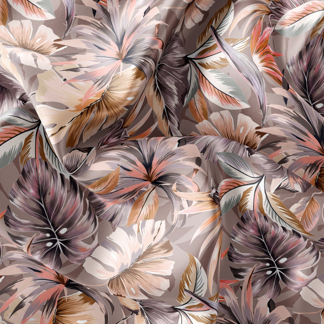 Block Print Fabric/handcrafted Tropical Floral Fabric: Satin, Chiffon ...