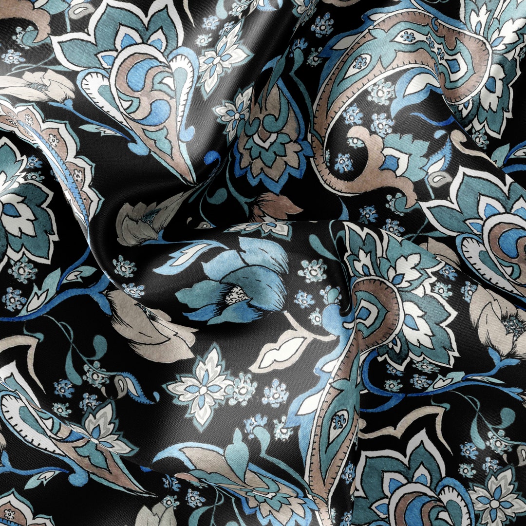 Paisley Pattern Printed Fabric // Satin, Chiffon, Crepe Fabric ...