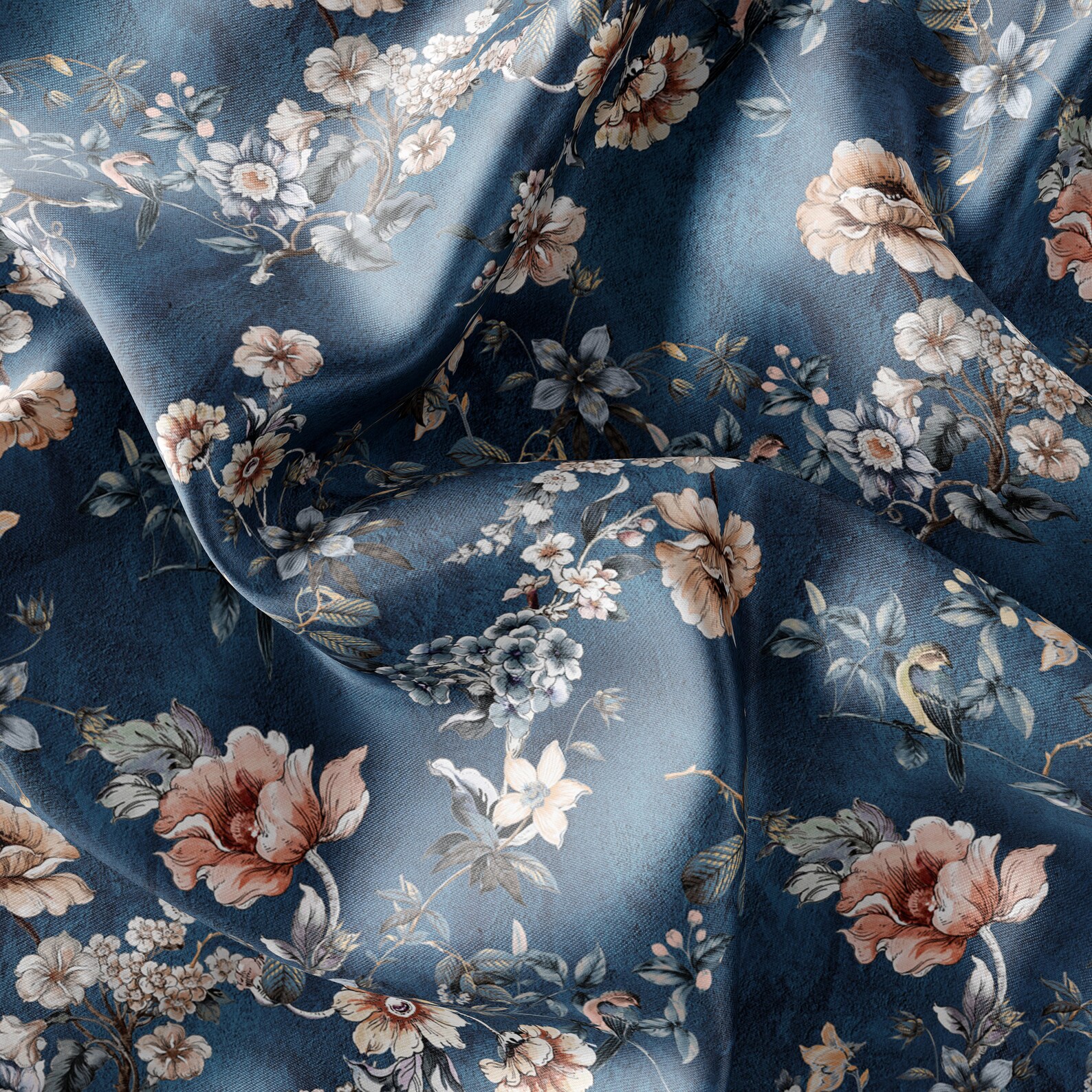 Block Print Fabric/handcrafted Japanese Floral Fabric: Satin, Chiffon ...