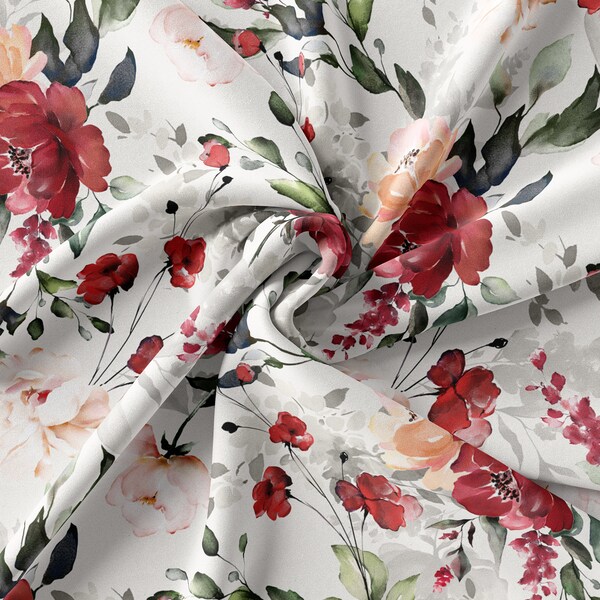 Rose Print Fabric - Etsy