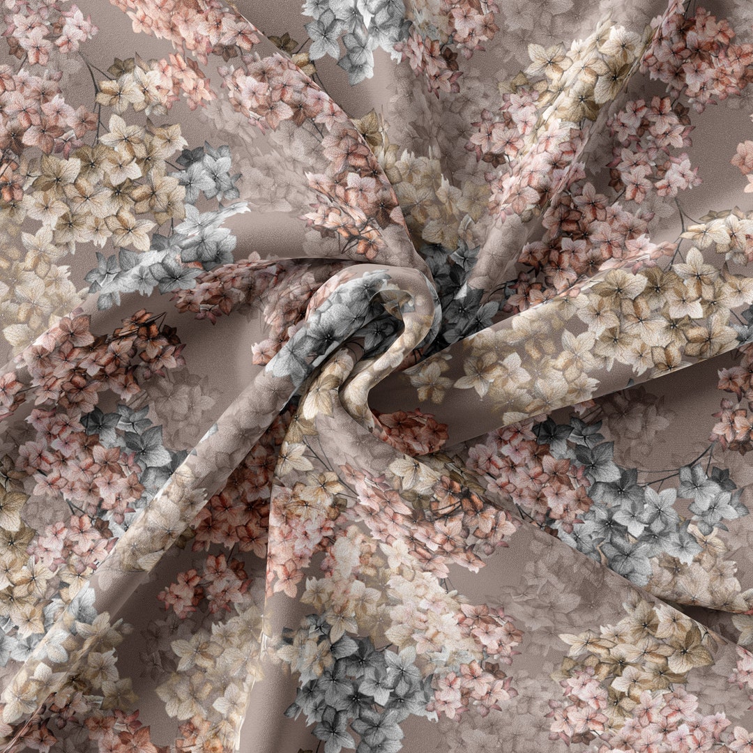 Floral Pattern Printed Fabric // Satin, Chiffon, Crepe Fabric // Design ...