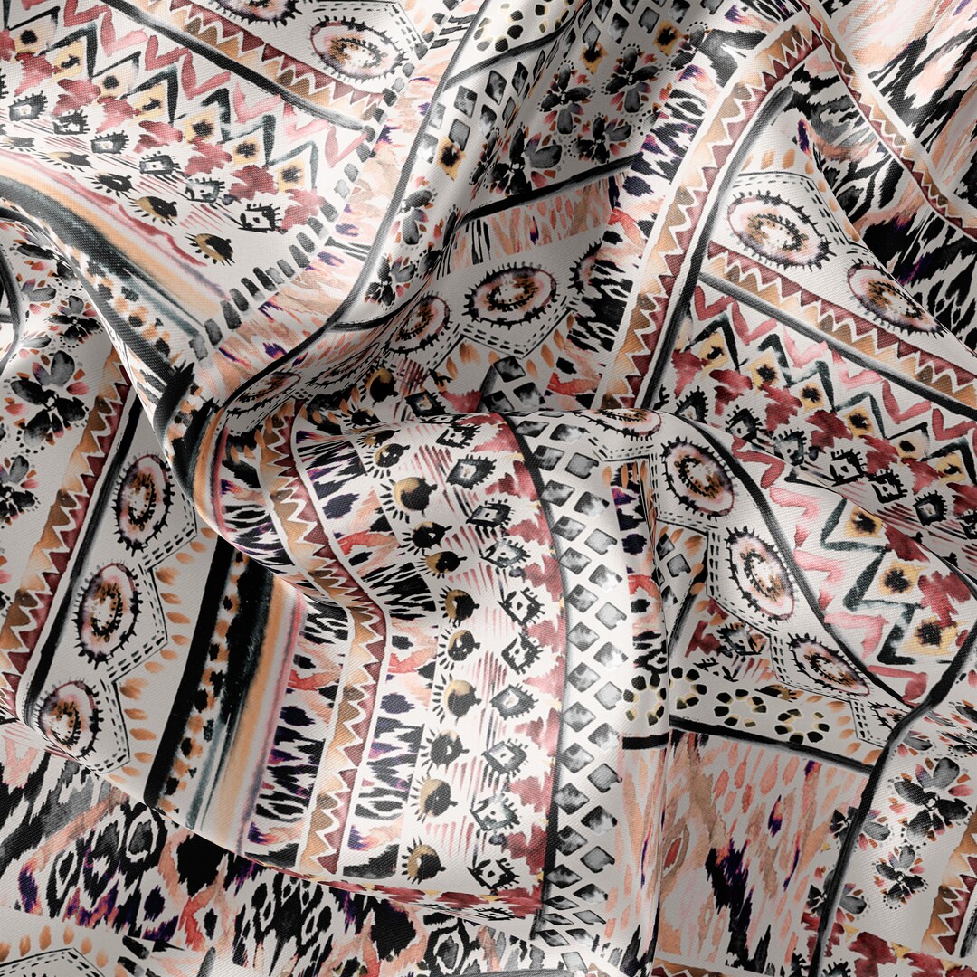 Modern African Pattern Printed Fabric // Satin, Chiffon, Crepe Fabric ...