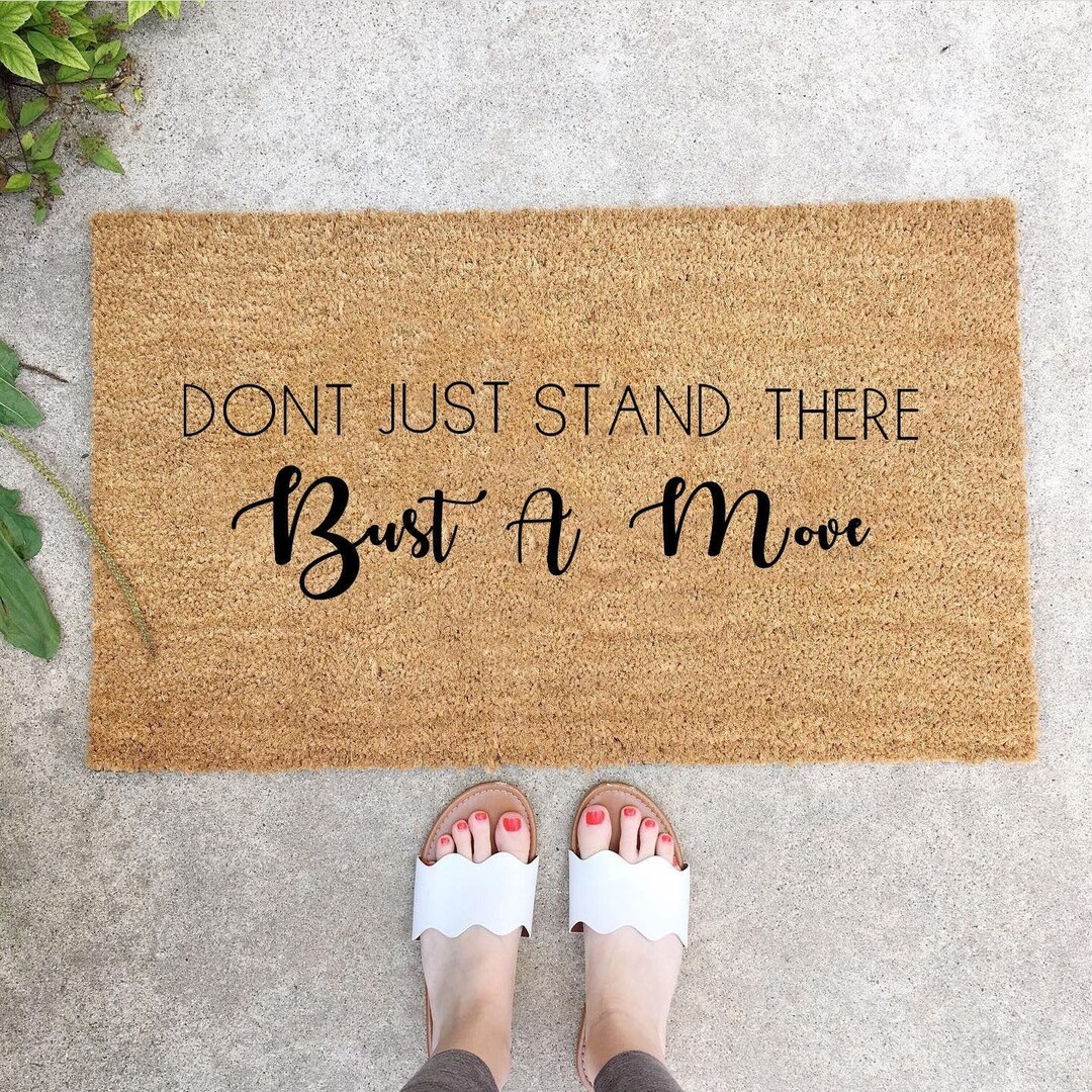 Bust A Move | Hello Welcome Mat | Hand Painted, Custom Doormat | Cute ...