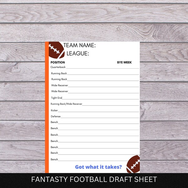 Fantasy Football Draft Board Print - Etsy