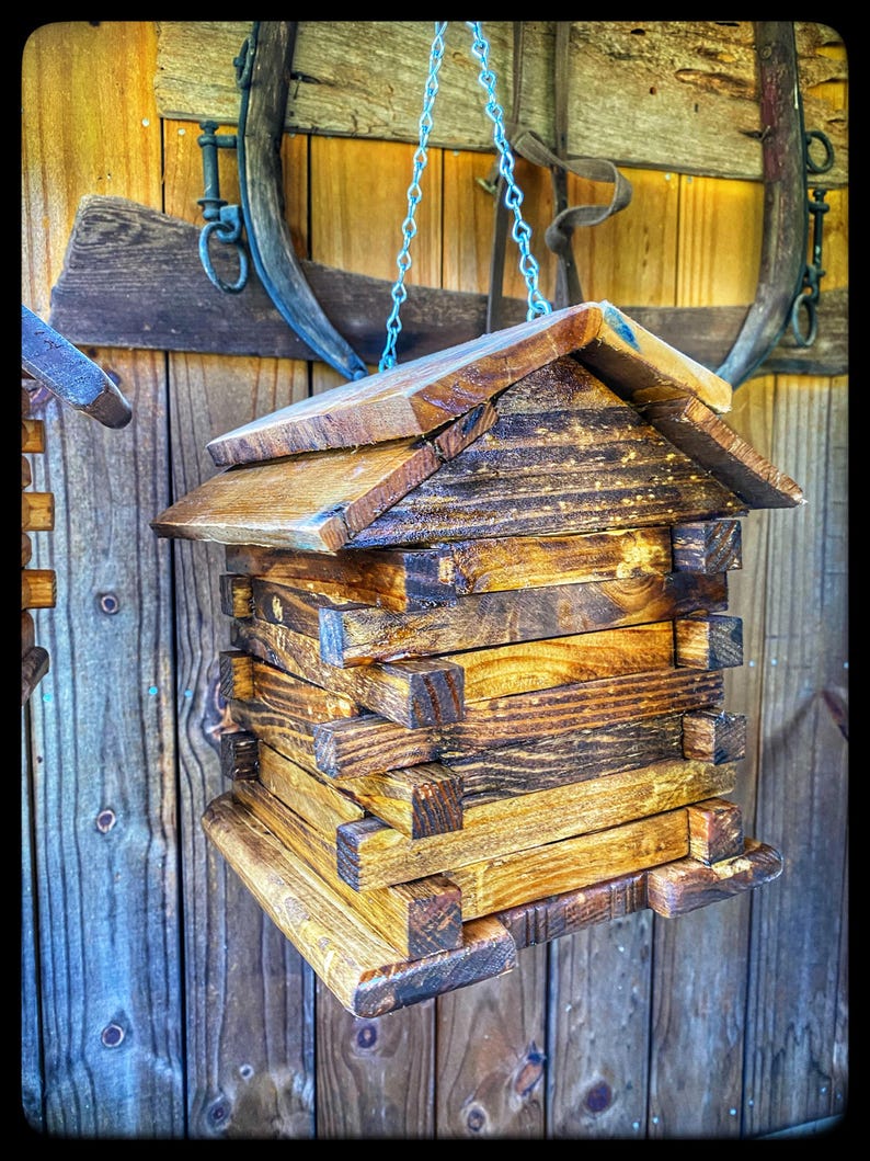 A004 - Log Cabin Bird House - Hang or Mount - Etsy