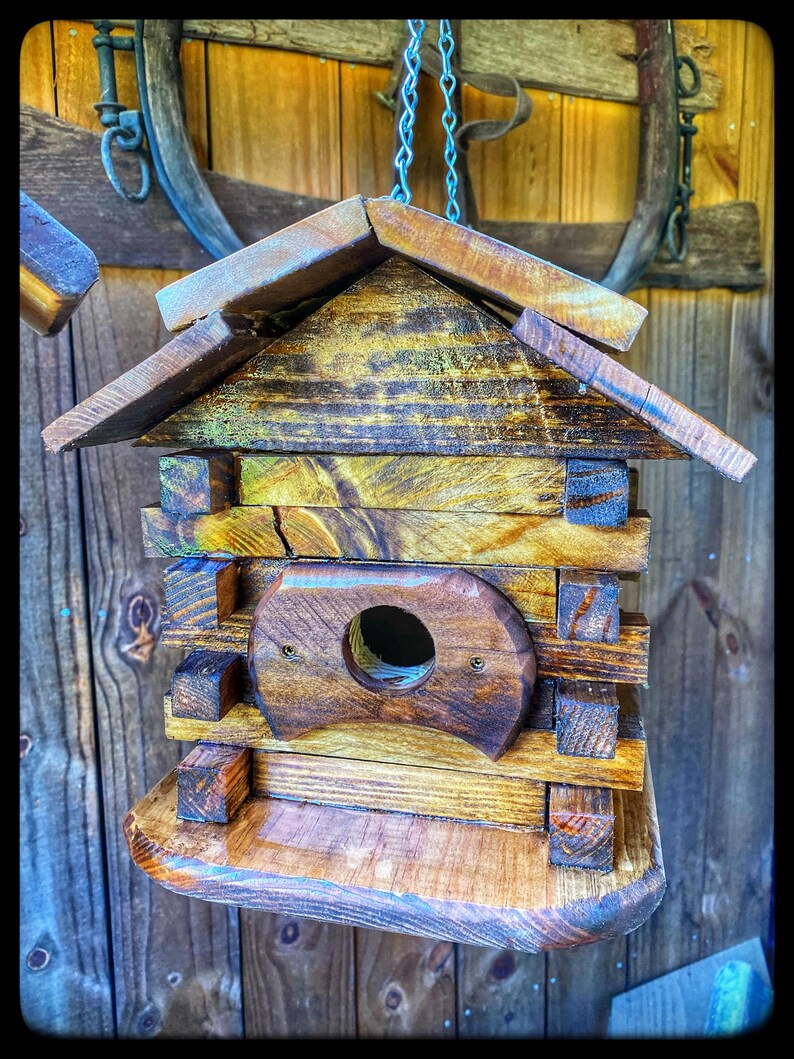A004 - Log Cabin Bird House - Hang or Mount - Etsy