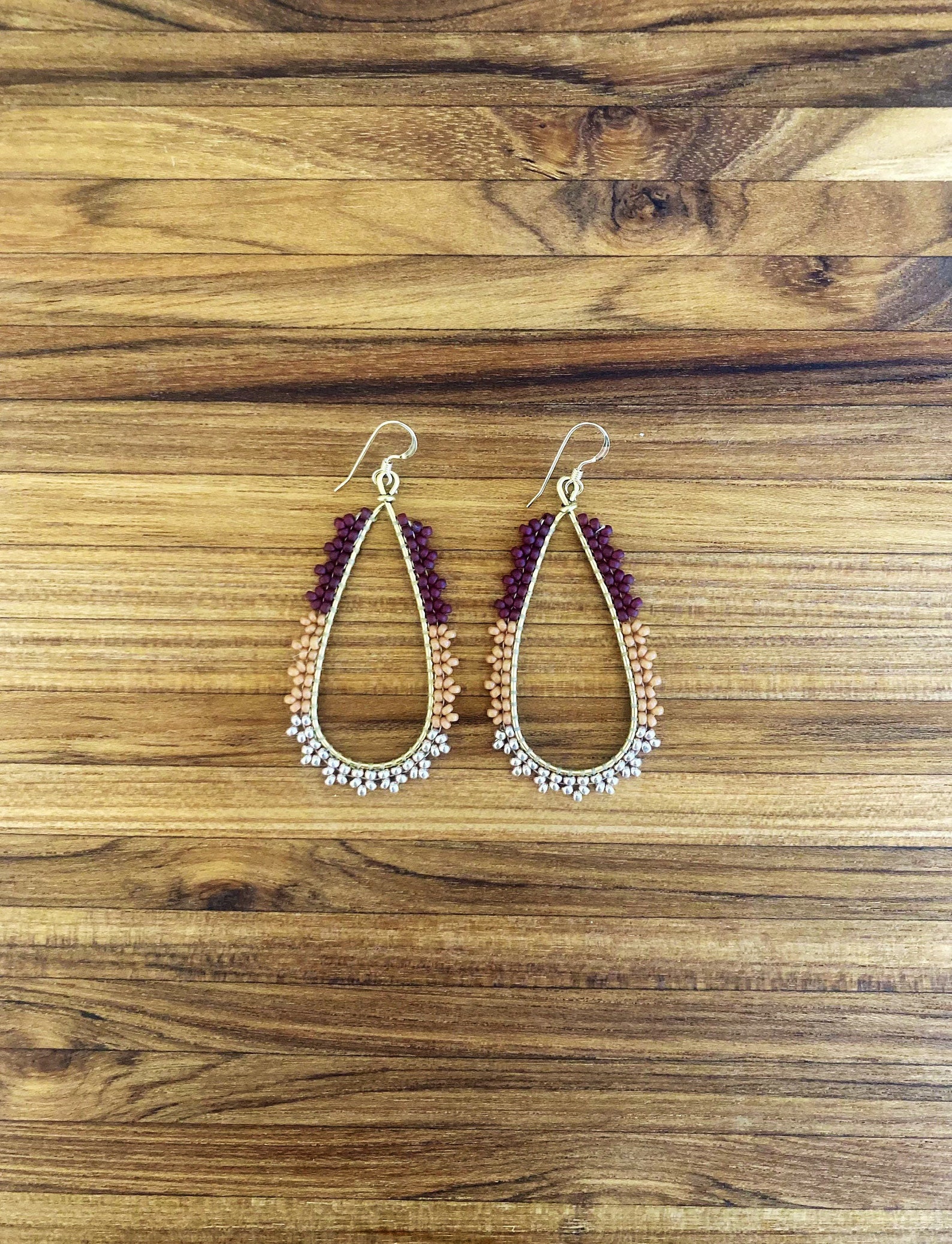 Sunset Beaded Hoops - Seed Bead Hoop Earrings - Gold Beaded Hoops - - Etsy