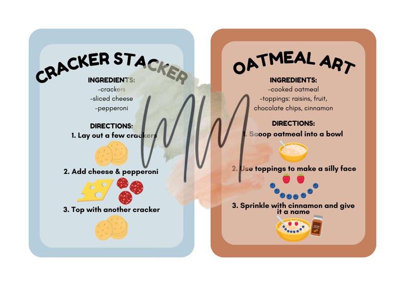 Kids Recipe Cards | Printable Snack Recipes for Kids | Montessori ...