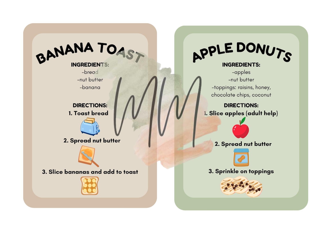 Kids Recipe Cards | Printable Snack Recipes for Kids | Montessori ...