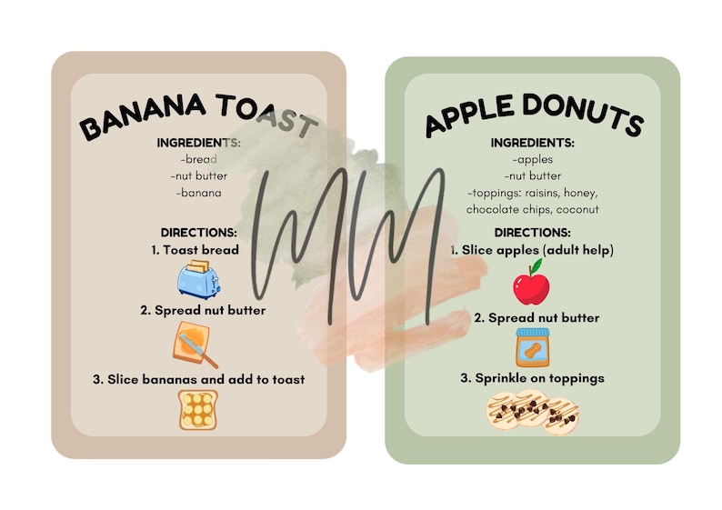 Kids Recipe Cards | Printable Snack Recipes for Kids | Montessori ...