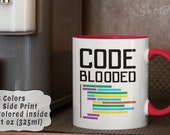Gift for Programmer: Code Blooded Accent Mug With Computer - Etsy