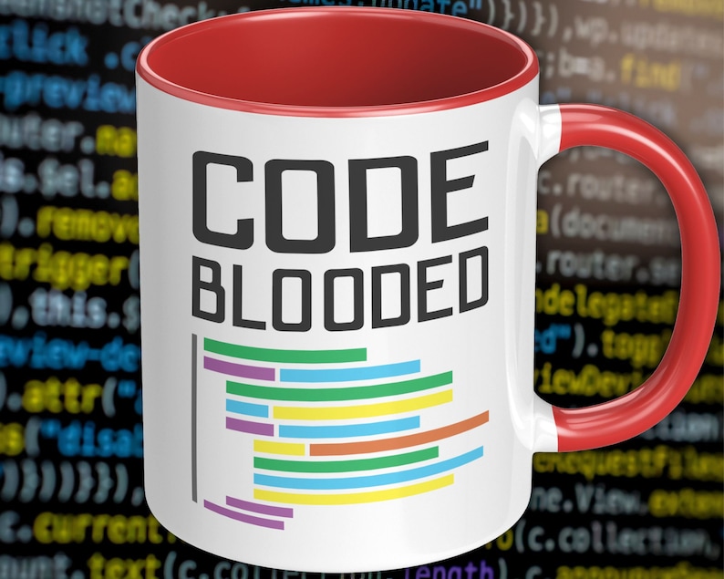 Gift for Programmer: Code Blooded Accent Mug With Computer Code. Great Christmas & Birthday Gift ...