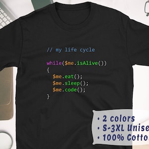 Eat, Sleep, Code, Repeat - Unisex T-shirt With Javascript Code of Life ...