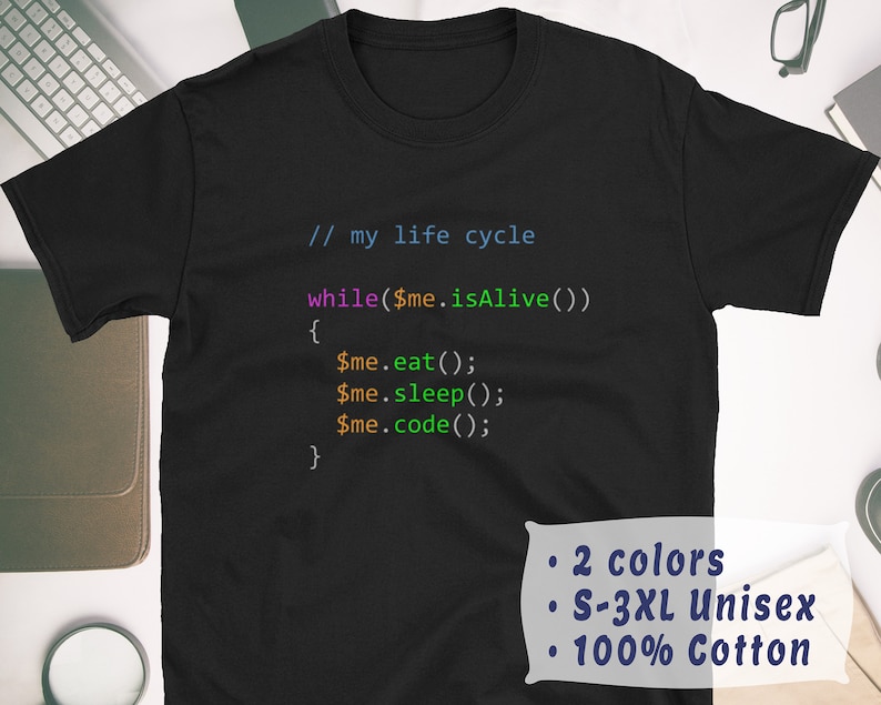 Eat, Sleep, Code, Repeat - Unisex T-shirt With Javascript Code of Life ...