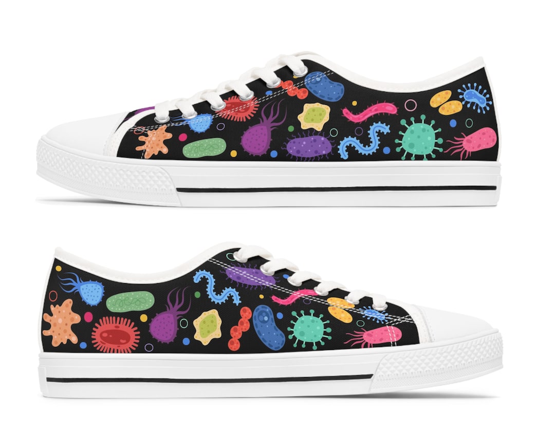 Microbiology Women Shoes: Colorful Low Top Sneakers Featuring Bacteria ...
