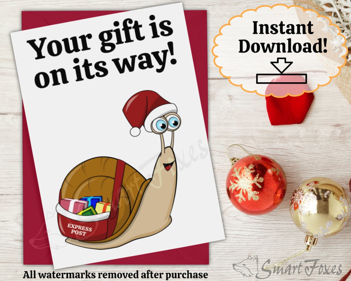 Printable Christmas Instant Download Card for Late Arriving Gifts: JPEG ...