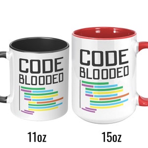 Gift for Programmer: Code Blooded Accent Mug With Computer Code. Great Christmas & Birthday Gift ...