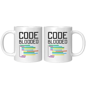 Gift for Programmer: Code Blooded Accent Mug With Computer Code. Great Christmas & Birthday Gift ...
