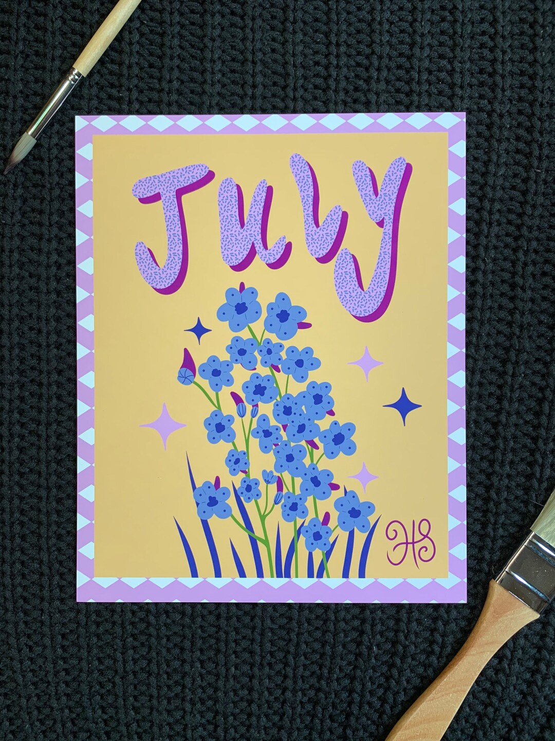July Birth Flower Print | July Birth Print | Larkspur Print | July ...