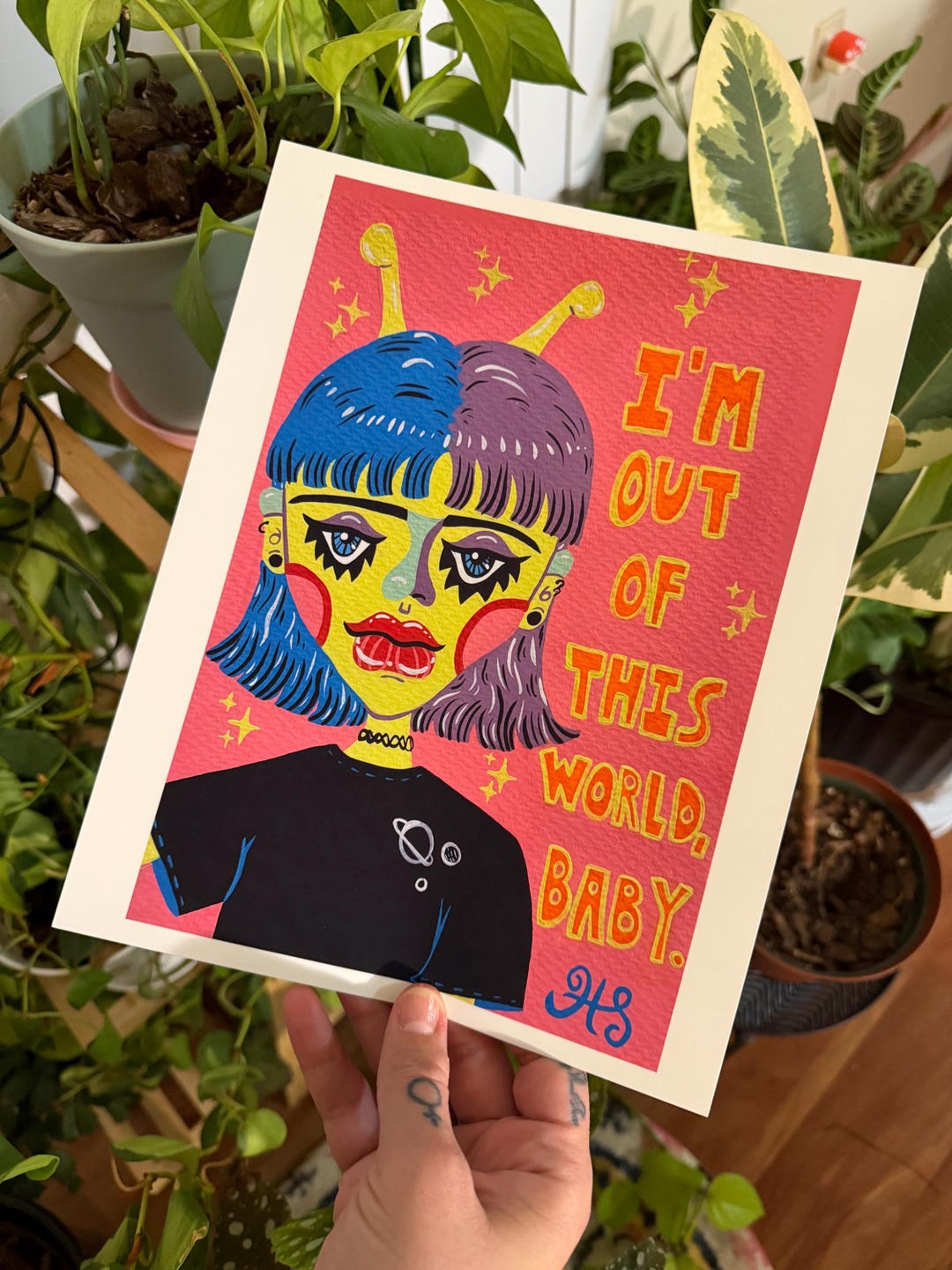 Alien Art Print | Out of This World | Weirdo Quotes | Alien Themed Art ...