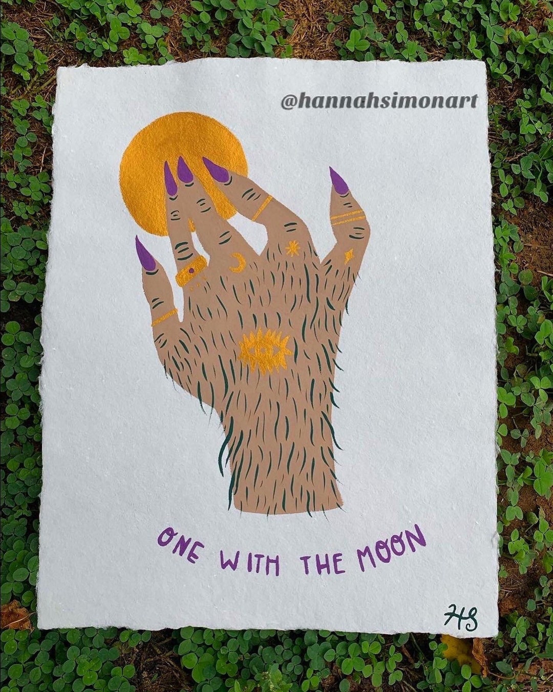 Werewolf Hand and Full Moon Original Painting | Gouache on Handmade ...
