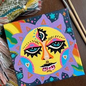 Third Eye Sun Painting | Trippy Artwork | Psychedelic Sun Rainbow ...