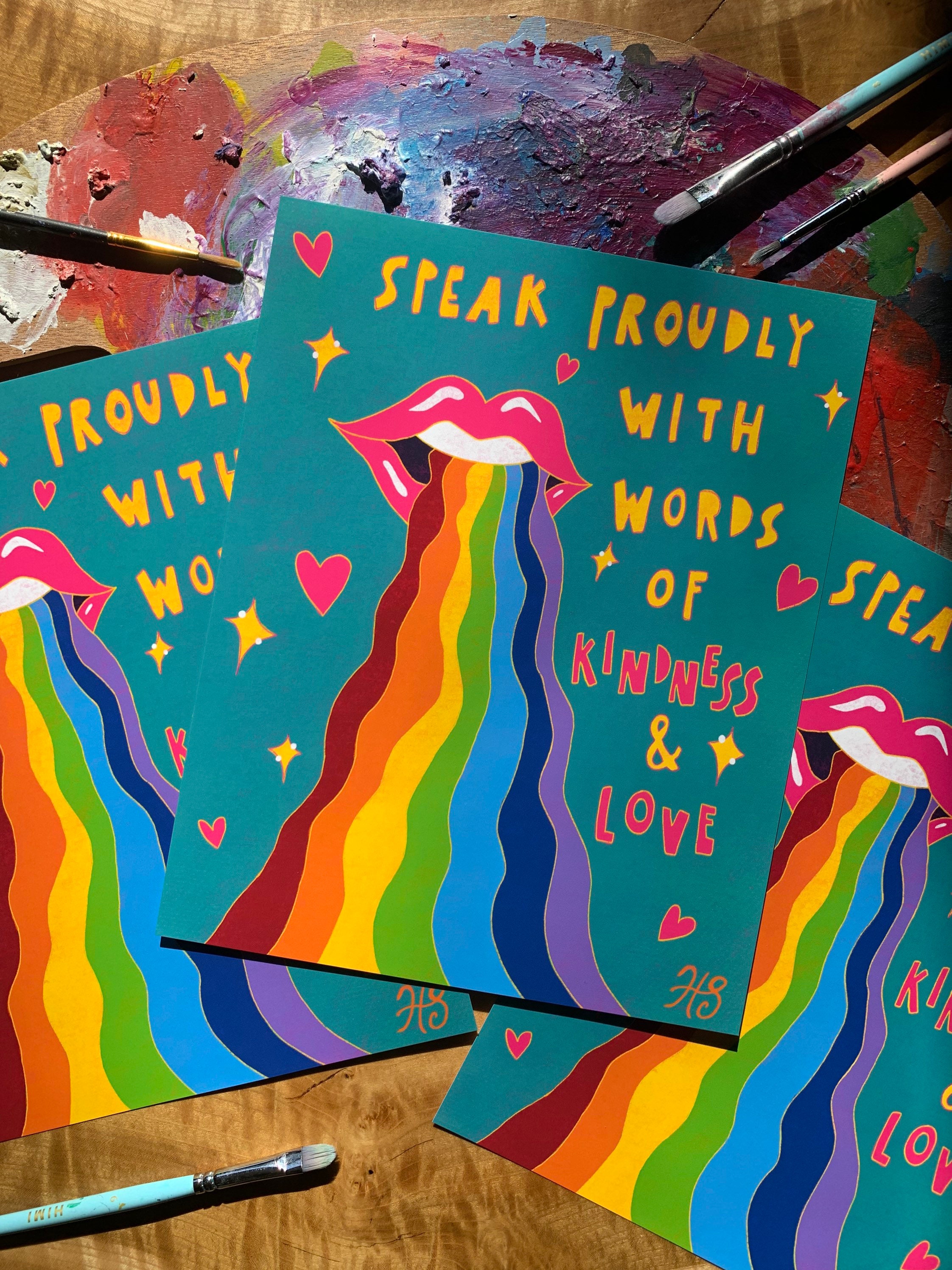 Kindness and Love 8x10 Art Print, Motivational Art, Spread Kindness ...