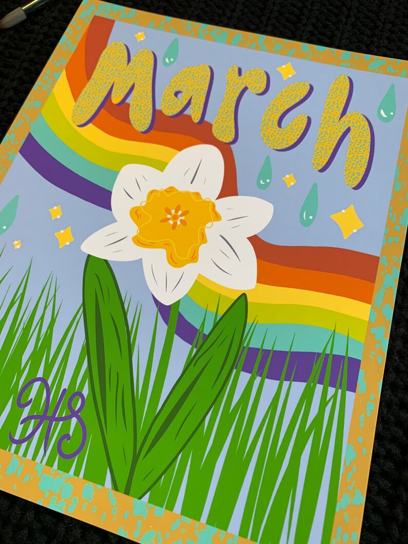March Birth Flower Print | March Birth Print | Daffodil Print | March ...