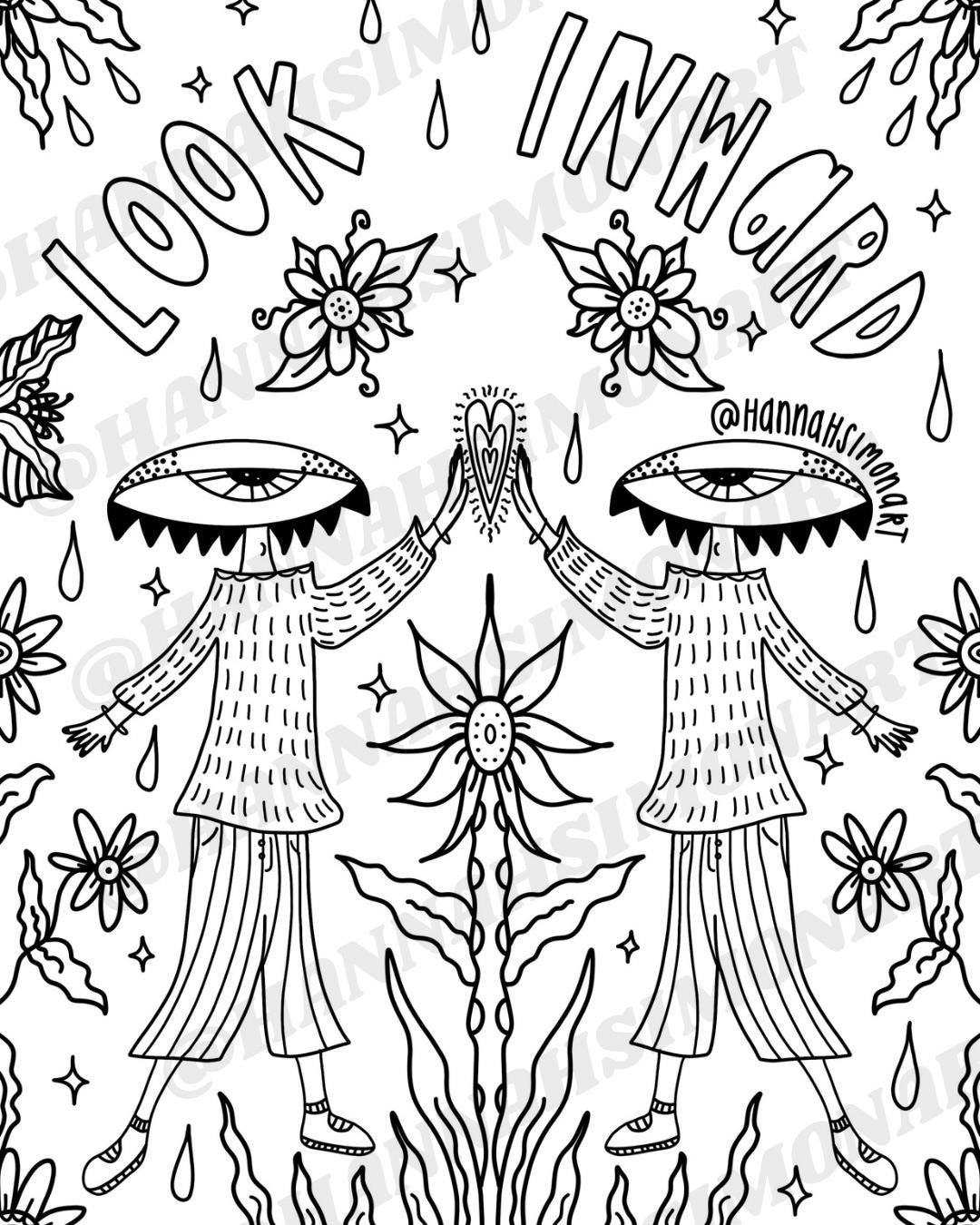 Look Inward Coloring Sheet, PDF Downloadable Coloring Page, Hannah ...