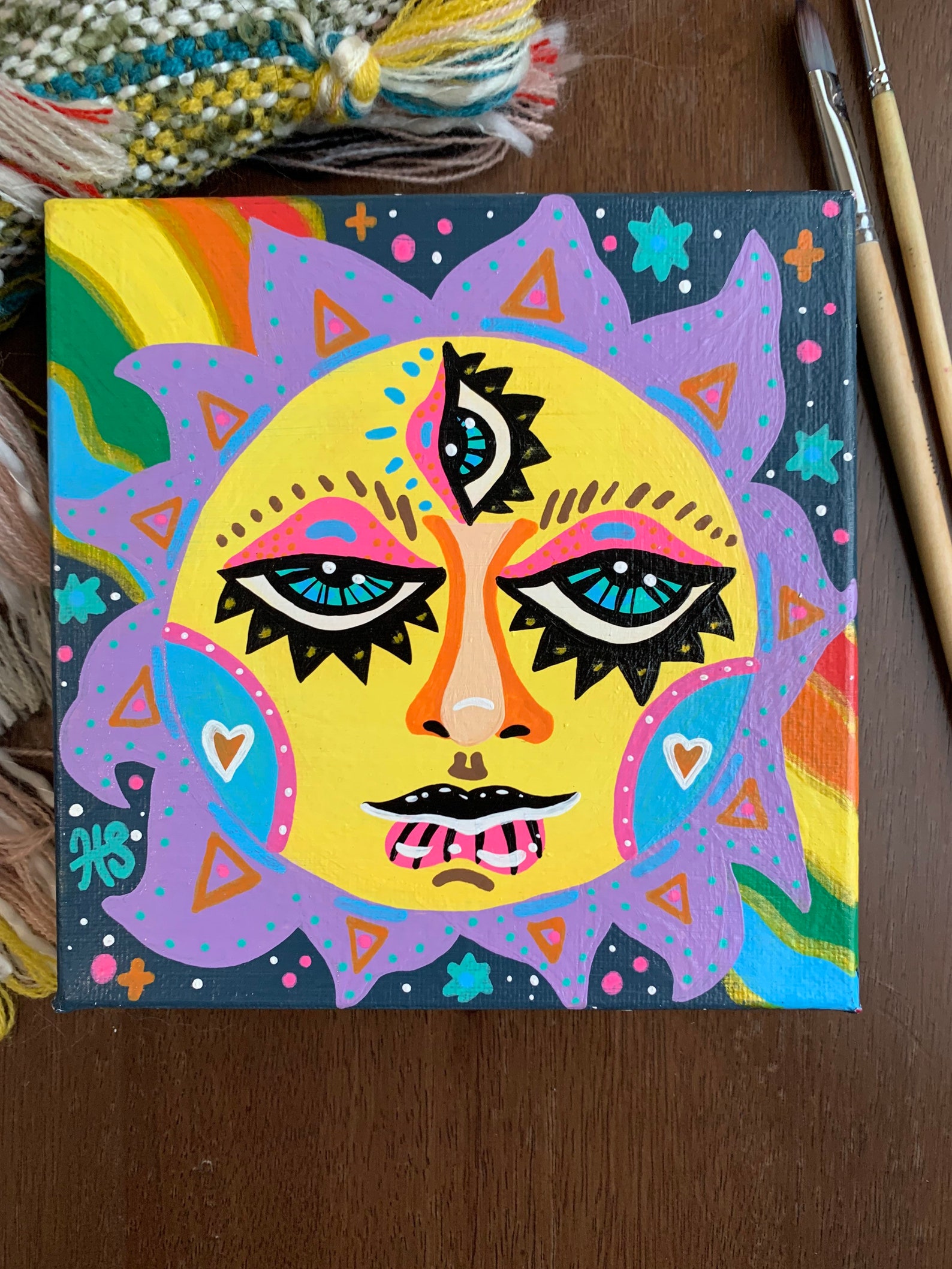 Third Eye Sun Painting Trippy Artwork Psychedelic Sun - Etsy