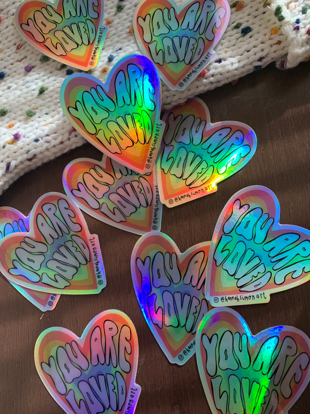 You Are Loved Holographic Heart Shaped Vinyl Sticker | You Are Loved ...