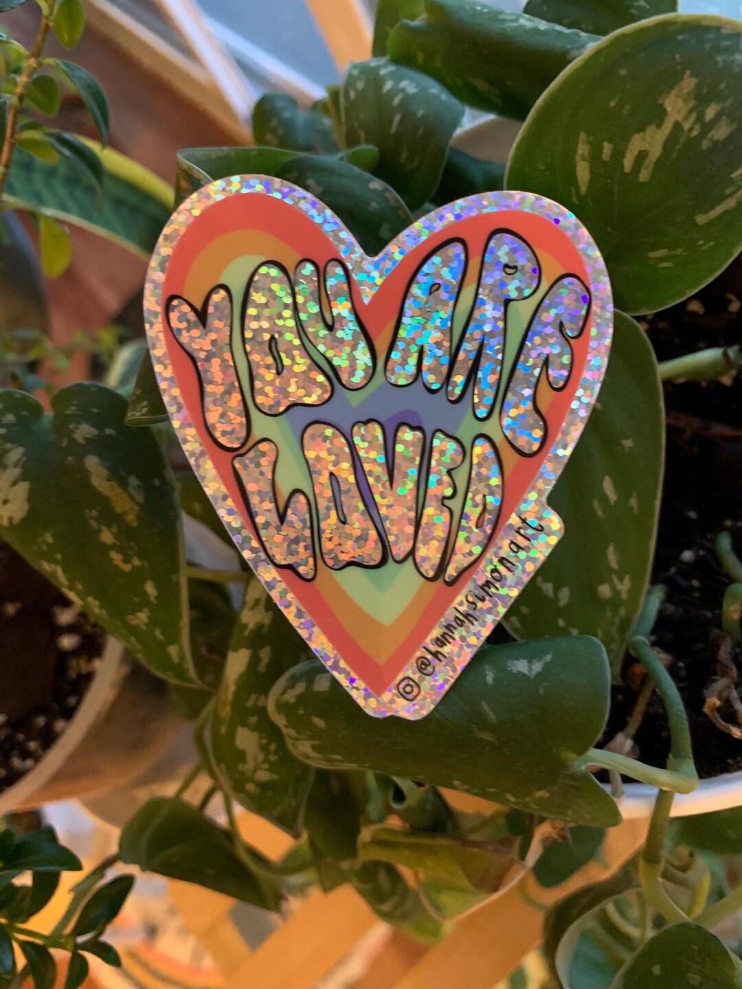 You Are Loved Glitter Heart Shaped Vinyl Sticker | You Are Loved ...