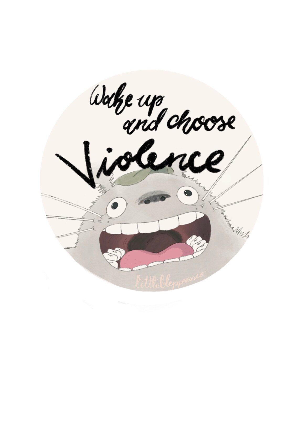 Wake Up and Choose Violence Totoro Matte Sticker | Etsy