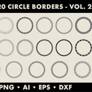 20 Circle Borders - Volume 2 | Circular Frames | PNG | SVG | DXF ...