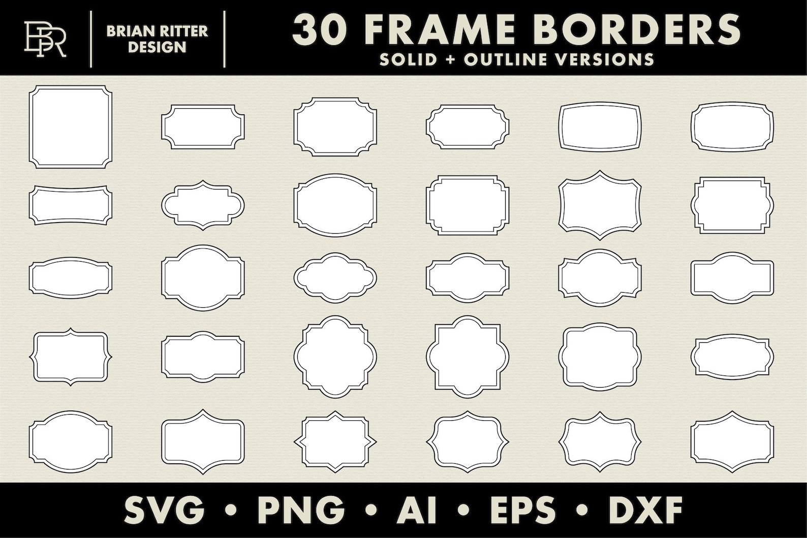 30 Frame Borders | Label Shapes | Sign Shapes | PNG | SVG | DXF ...