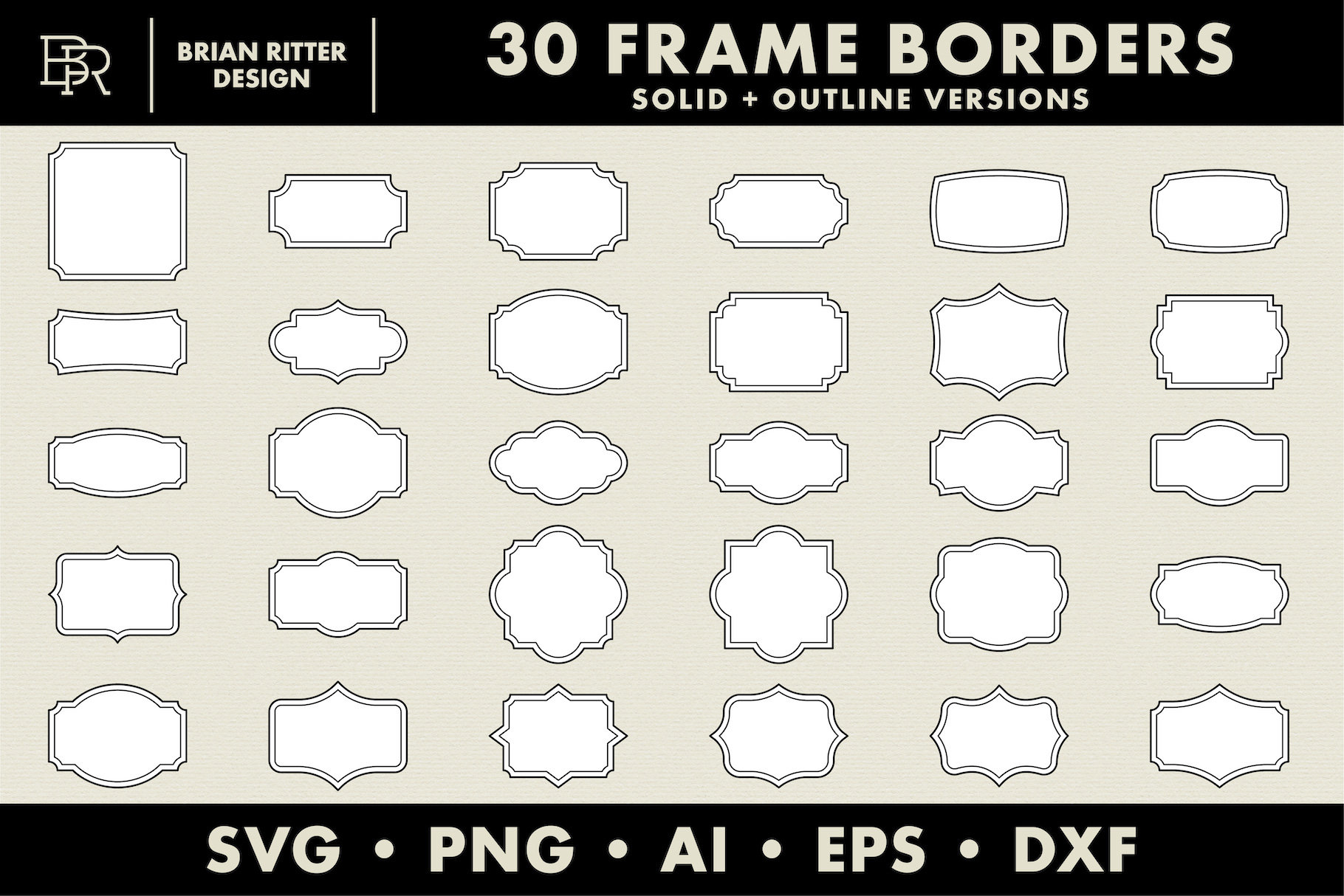 30 Frame Borders | Label Shapes | Sign Shapes | PNG | SVG | DXF ...