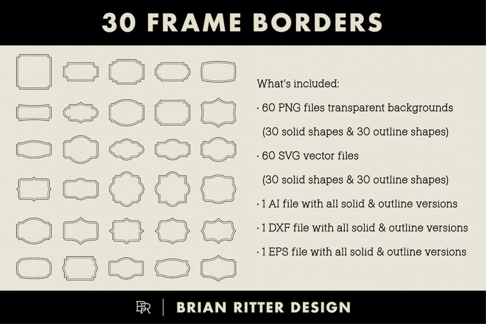 30 Frame Borders | Label Shapes | Sign Shapes | PNG | SVG | DXF ...