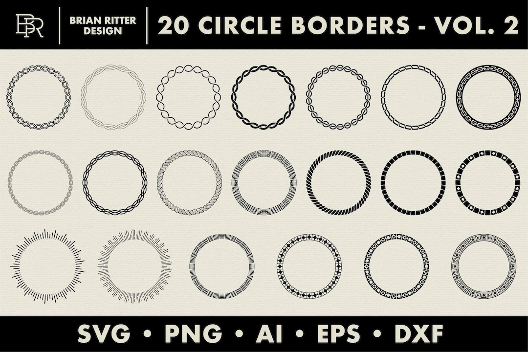 20 Circle Borders - Volume 2 | Circular Frames | PNG | SVG | DXF ...