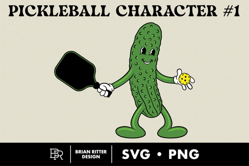 Pickleball Cartoon Character #1 | Retro Funny Character | Pickle Ball ...