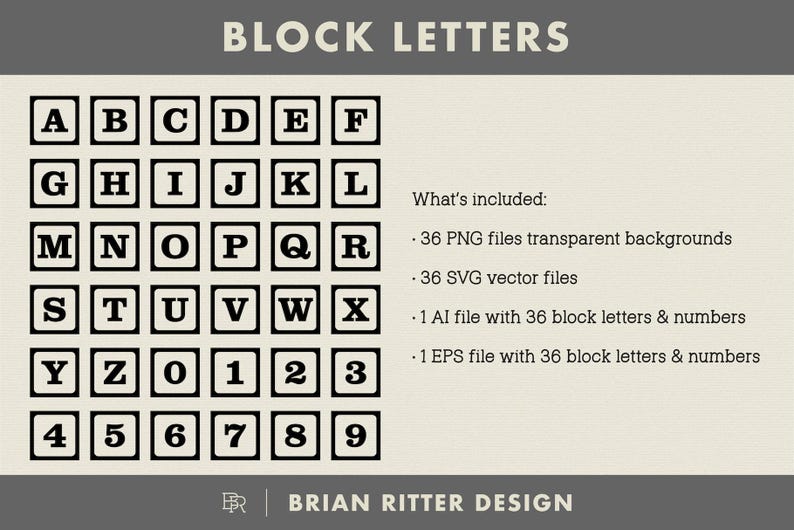 Block Letters and Numbers | PNG | SVG | EPS | Cut Files | Bracelet ...