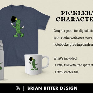 Pickleball Cartoon Character 2 Retro Funny Character Pickle Ball PNG ...
