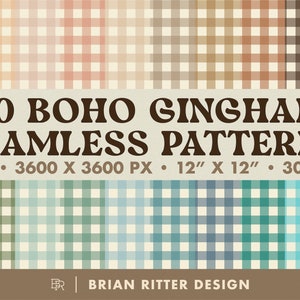 20 Boho Gingham Seamless Patterns | Checker | Plaid Background | PNG ...