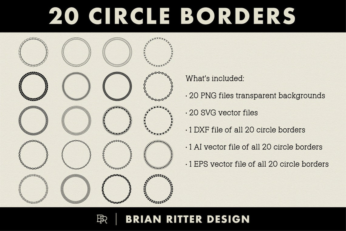 20 Circle Borders | Circular Frames | PNG | SVG | DXF | Digital Art ...