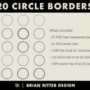20 Circle Borders | Circular Frames | PNG | SVG | DXF | Digital Art ...