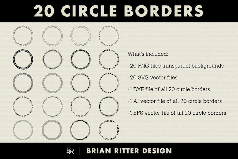20 Circle Borders | Circular Frames | PNG | SVG | DXF | Digital Art ...
