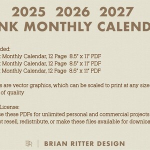 2025 2026 2027 Monthly Calendars | Scalable Blank Wall Calendar ...