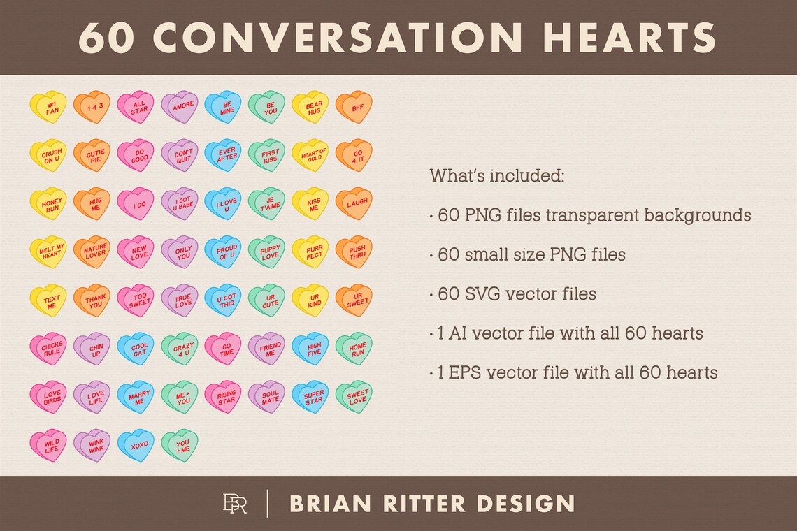Conversation Hearts | Valentine Candy Sayings | PNG | SVG | EPS ...